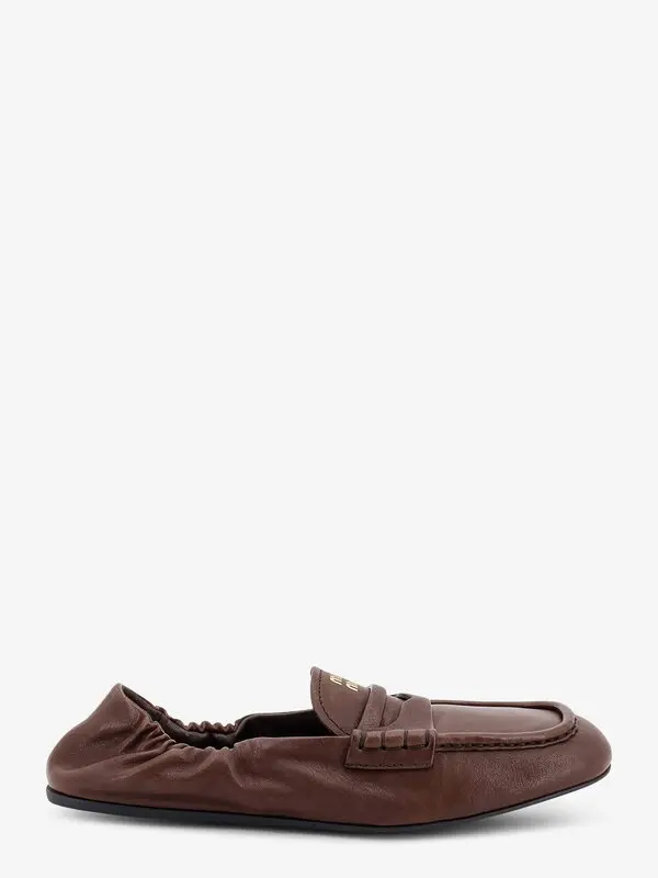Miu Miu Ruches Leather Loafers