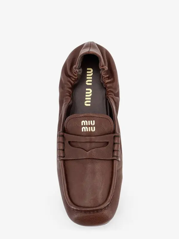 Miu Miu Ruches Leather Loafers