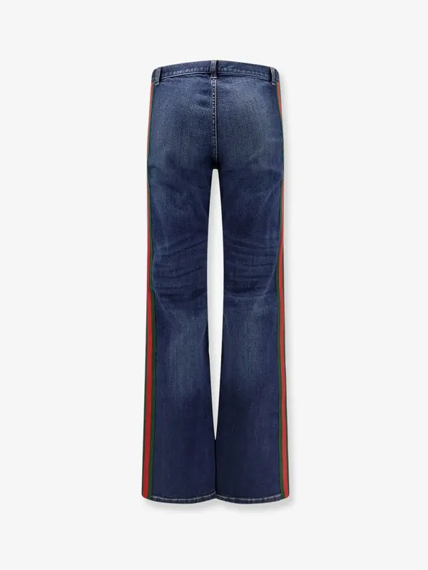 Gucci Denim Jeans With Nastro Web Profiles - Blue