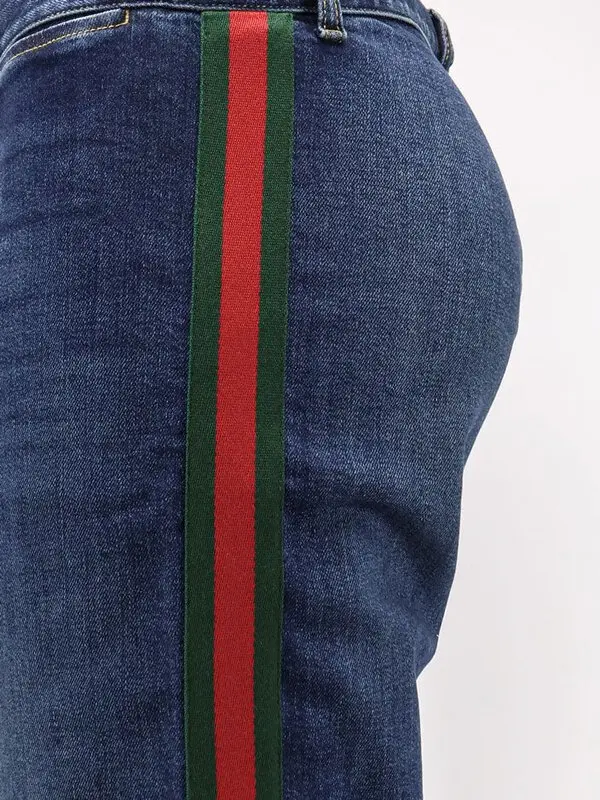 Gucci Denim Jeans With Nastro Web Profiles - Blue