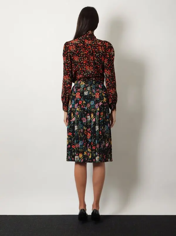 Gucci Silk Midi Skirt With Floral Print