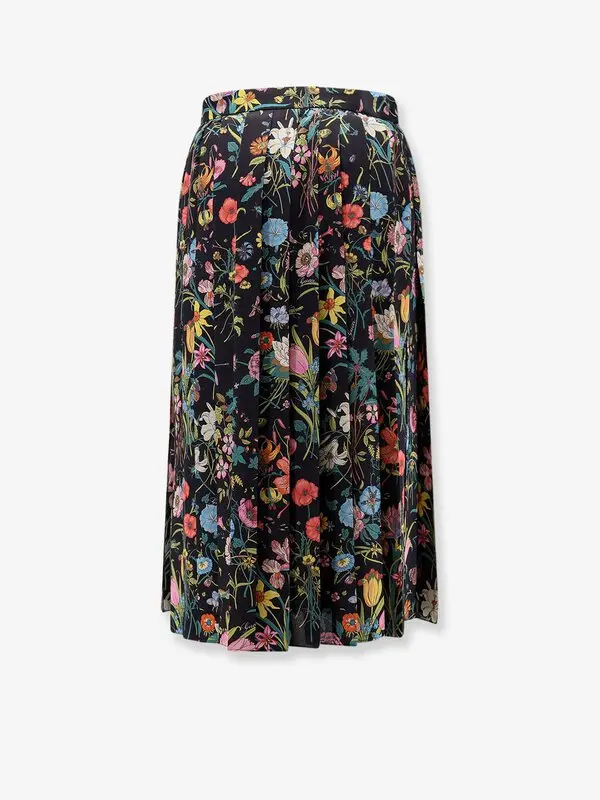 Gucci Silk Midi Skirt With Floral Print