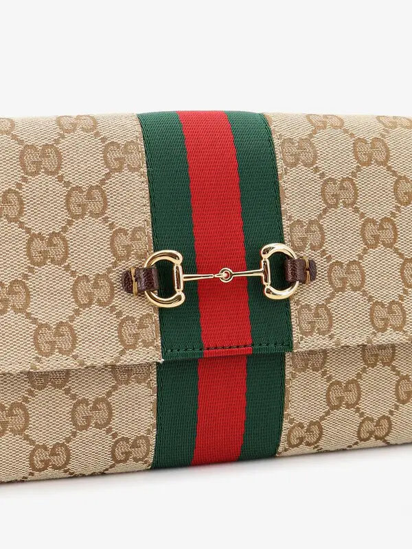Gucci Horsebit Web Gg Fabric Wallet