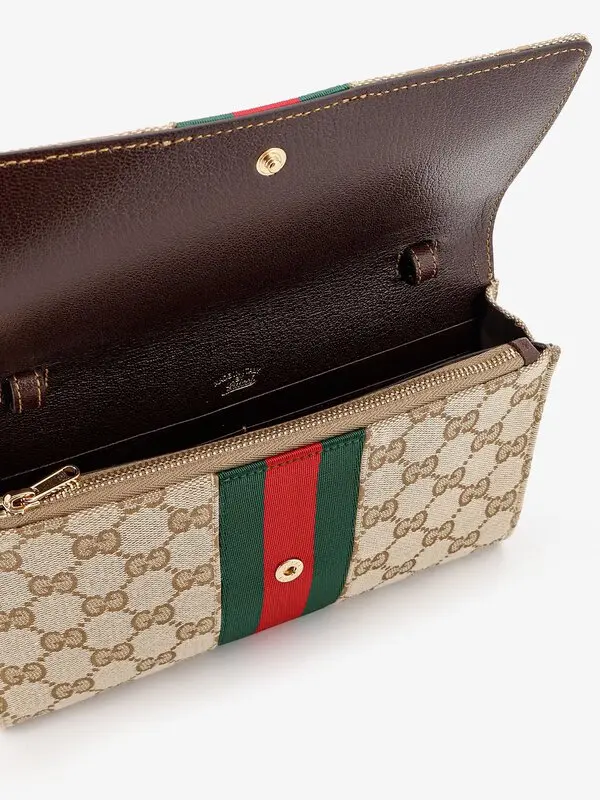 Gucci Horsebit Web Gg Fabric Wallet