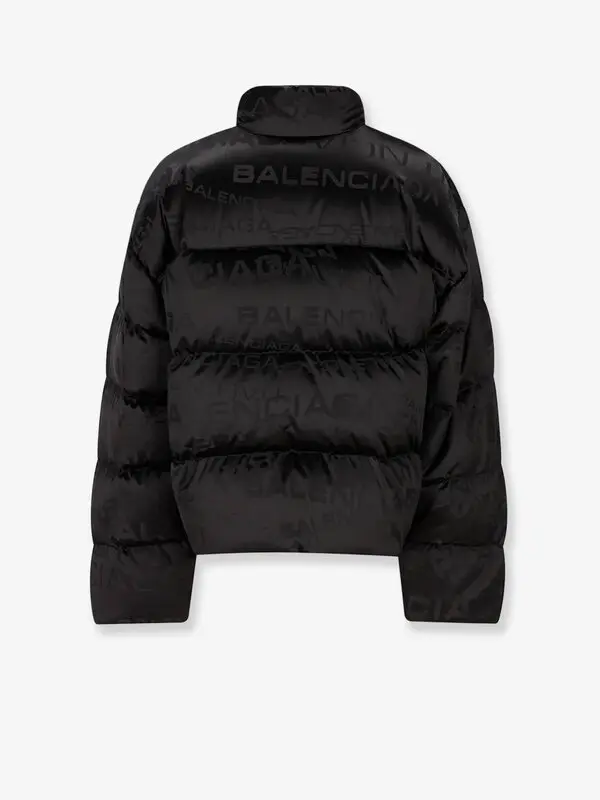Balenciaga Nylon Down Jacket With All-over Lettering Logo