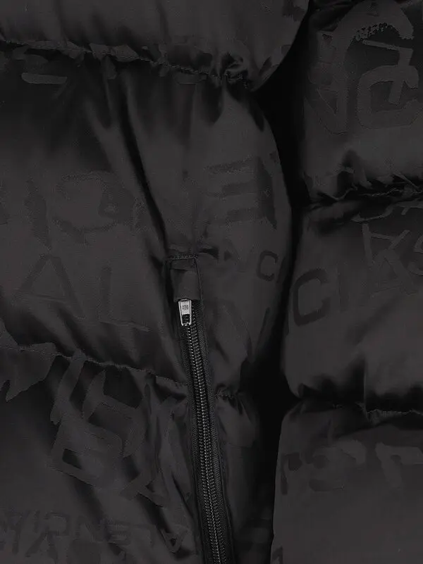 Balenciaga Nylon Down Jacket With All-over Lettering Logo