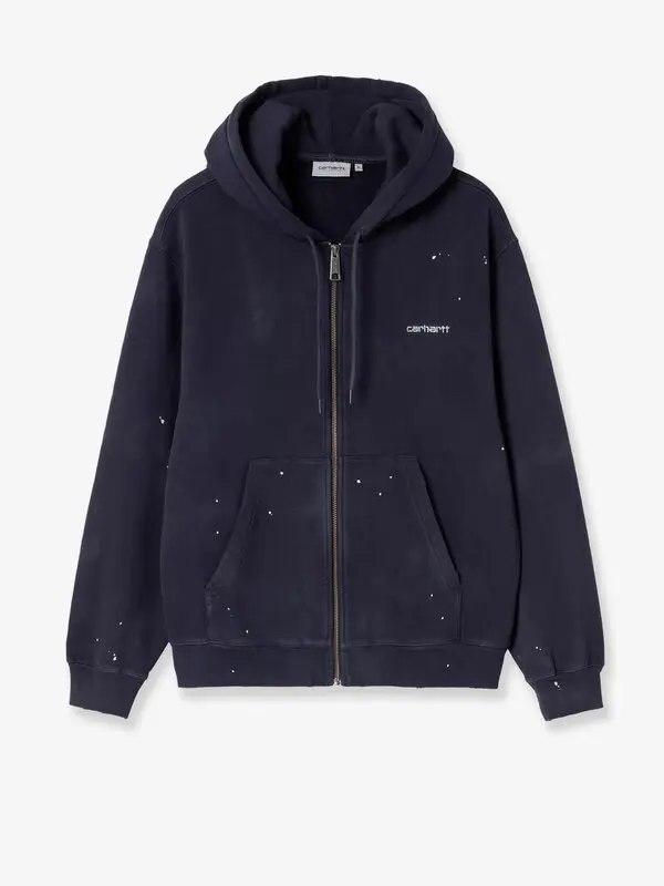 Carhartt Work In Progress Hooded Painter Cotton Sweatshirt With Embroidered Logo On The Front - Blue