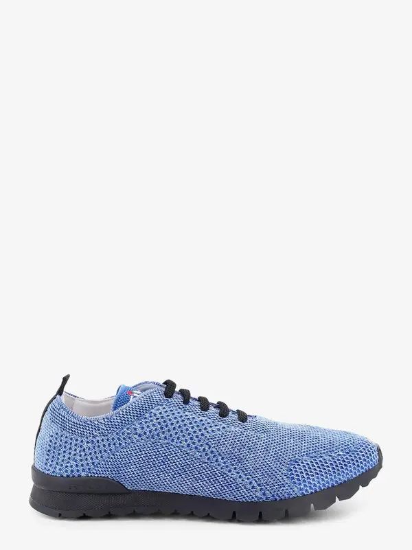 Kiton Knitted Fabric Sneakers With Embroidered Logo - Blue