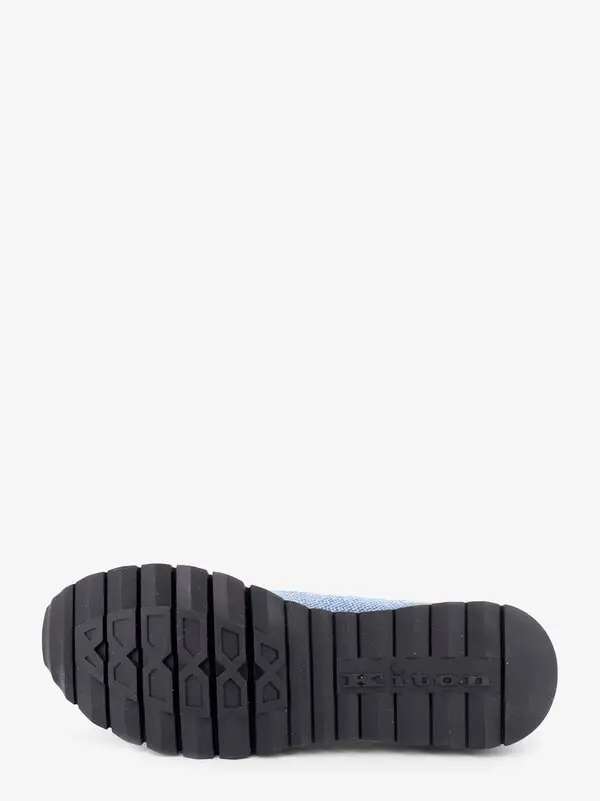 Kiton Knitted Fabric Sneakers With Embroidered Logo - Blue