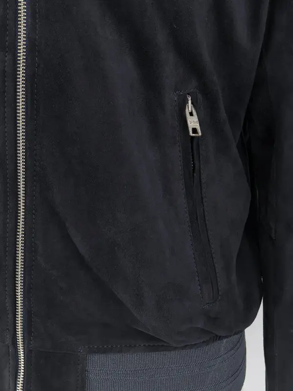 DFOUR Suede Bomber Jacket - Blue