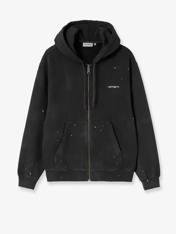 Carhartt Work In Progress Hooded Painter Cotton Sweatshirt With Front Embroidered Logo - Black