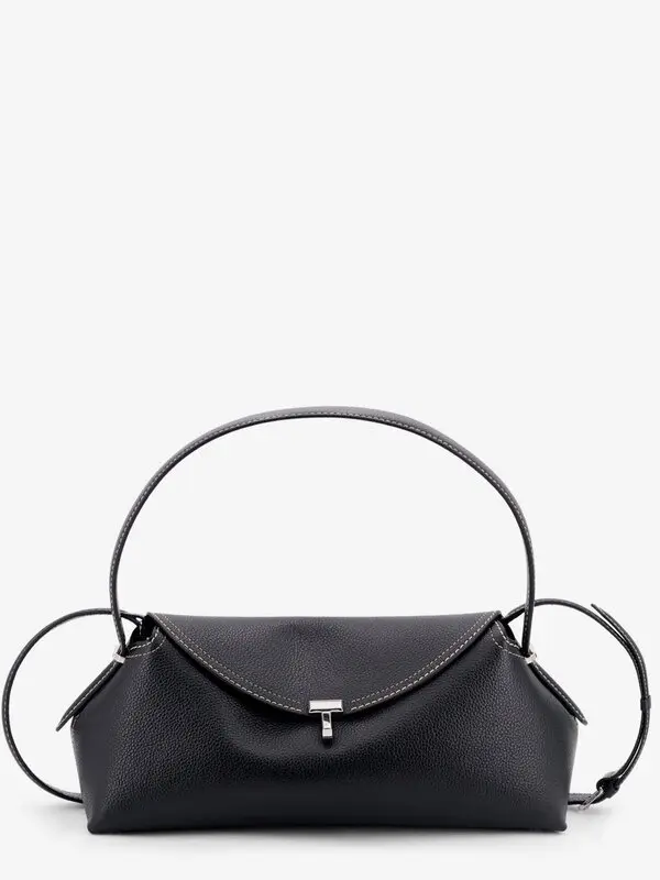 TOTEME T-lock Hammered Leather Shoulder Bag - Black