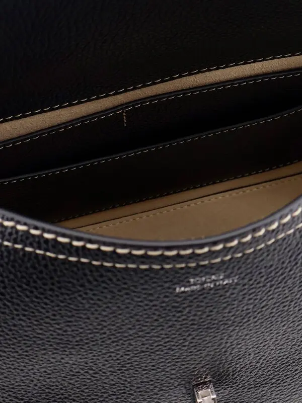 TOTEME T-lock Hammered Leather Shoulder Bag - Black
