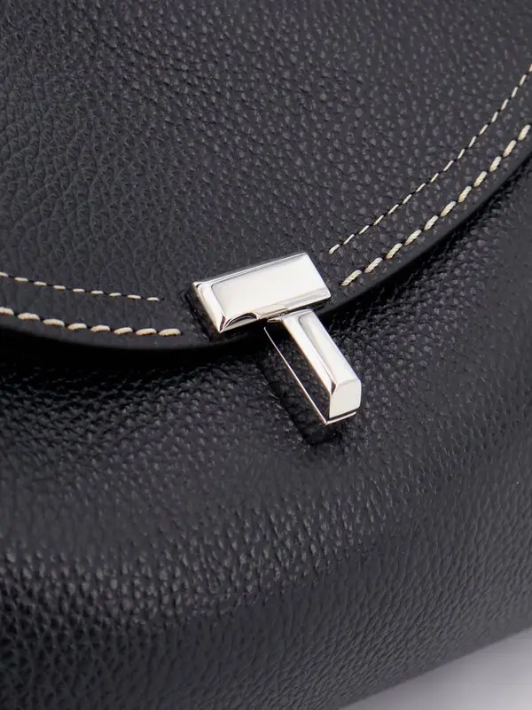 TOTEME T-lock Hammered Leather Shoulder Bag - Black