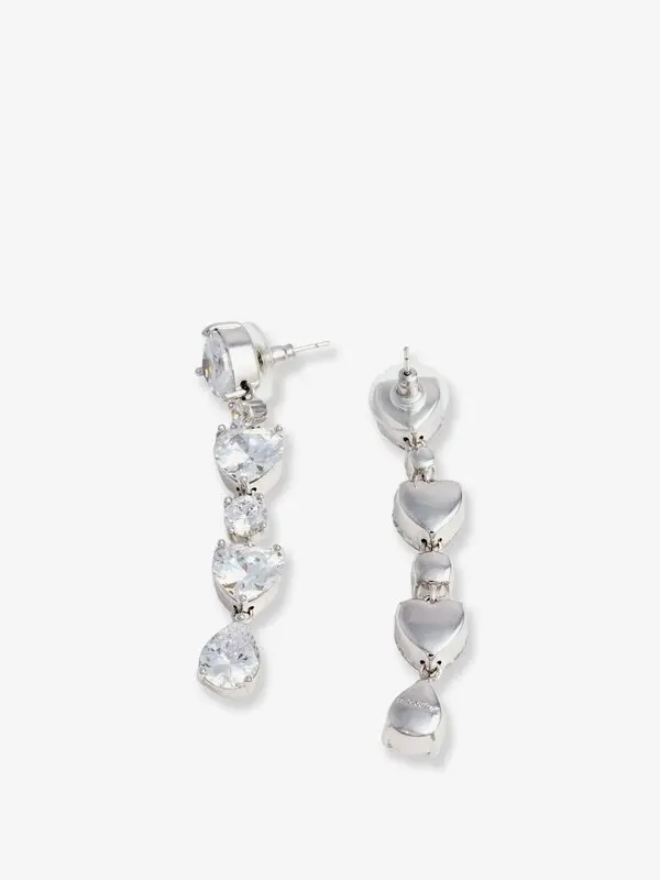 SELF-PORTRAIT Crystal Heart Tiered Earrings