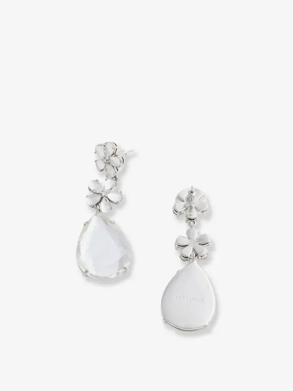 SELF-PORTRAIT Crystal Flower Tiered Earrings