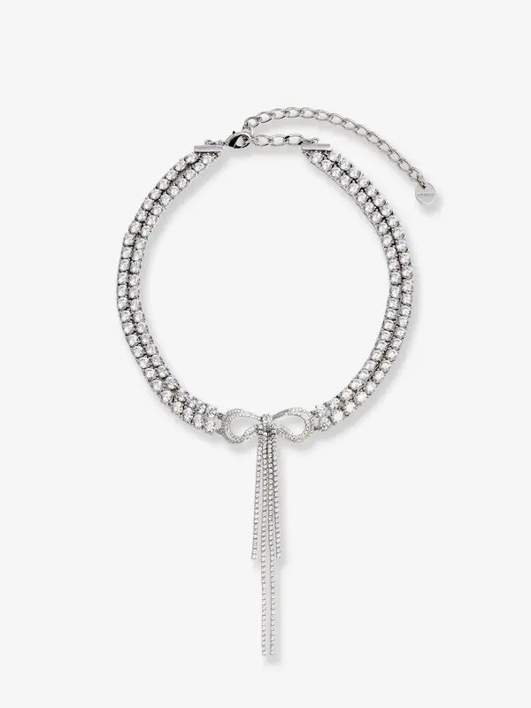 SELF-PORTRAIT Double Crystal Bow Choker