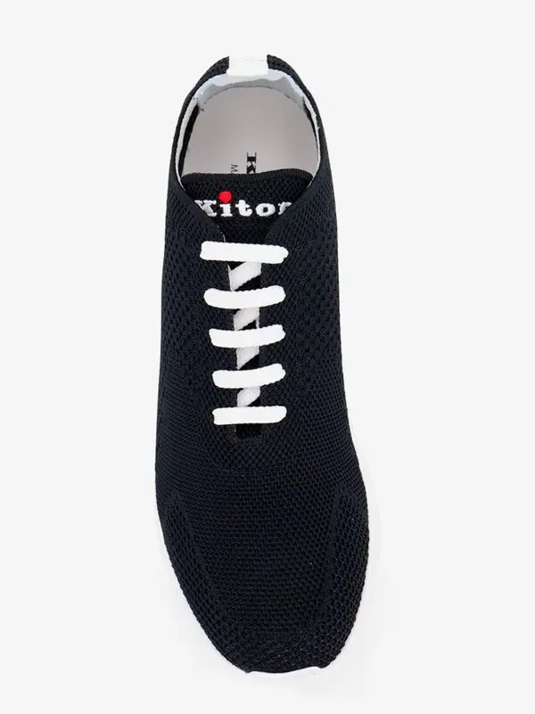 Kiton Knitted Fabric Sneakers With Embroidered Logo