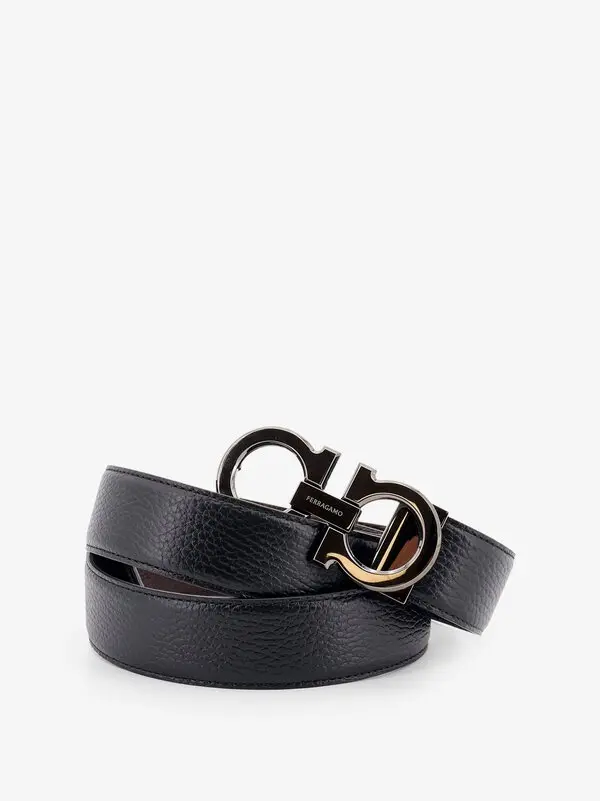 FERRAGAMO Reversible Hammered Leather Belt