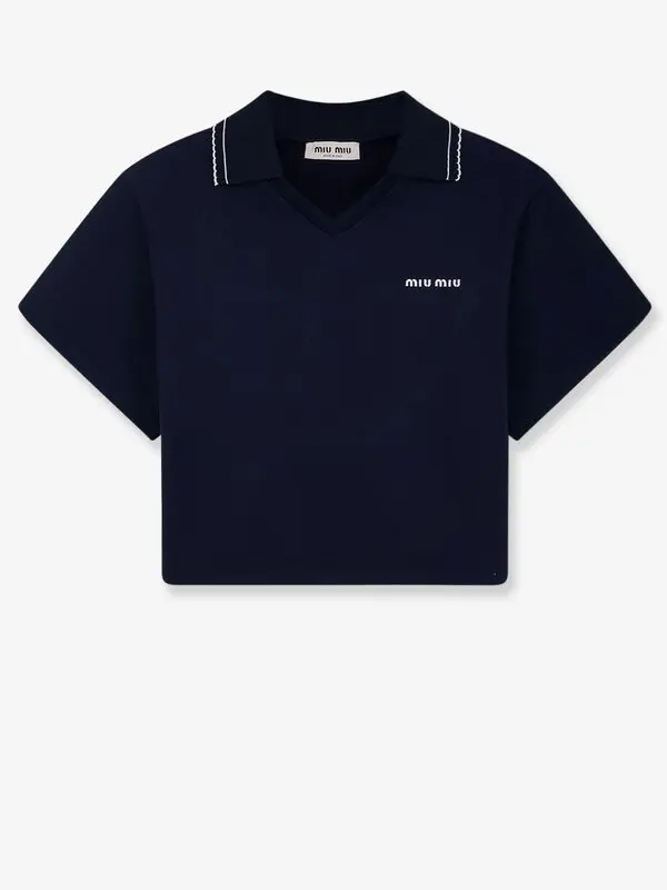 Miu Miu Cotton Sweatshirt With Logo Embroidery - Blue