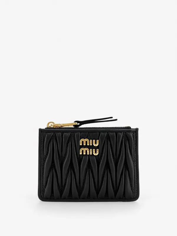 Miu Miu Quilted Leather Card Holder - Black