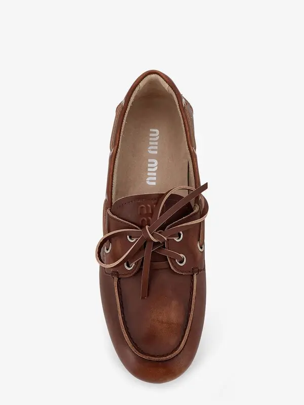 Miu Miu Leather Loafers With Lettering Logo