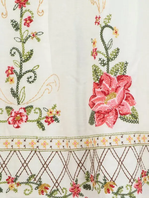 Farm Rio Embroidered Linen-viscose Blend Top