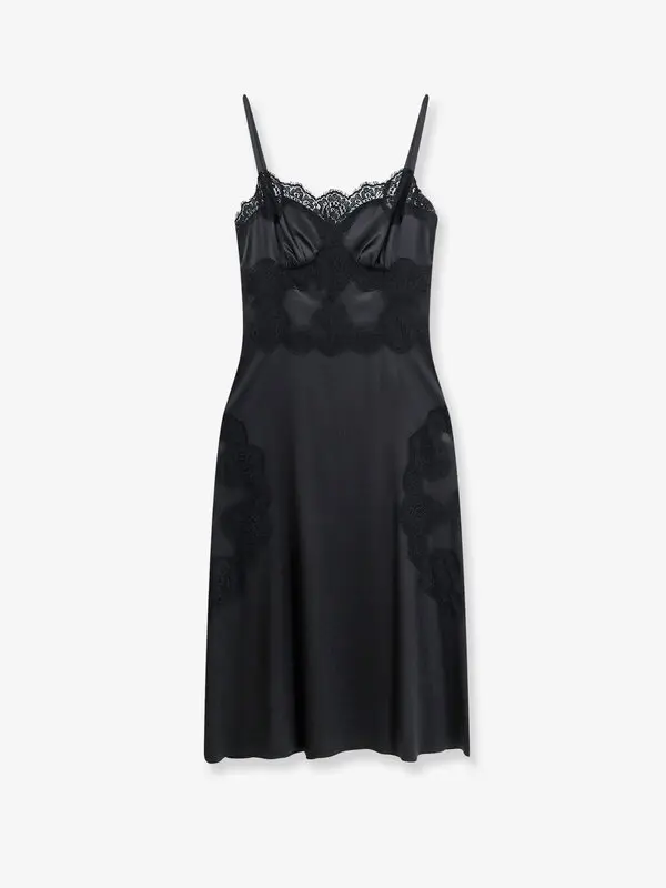 Dolce & Gabbana Slip Dress With Lace Details - Black