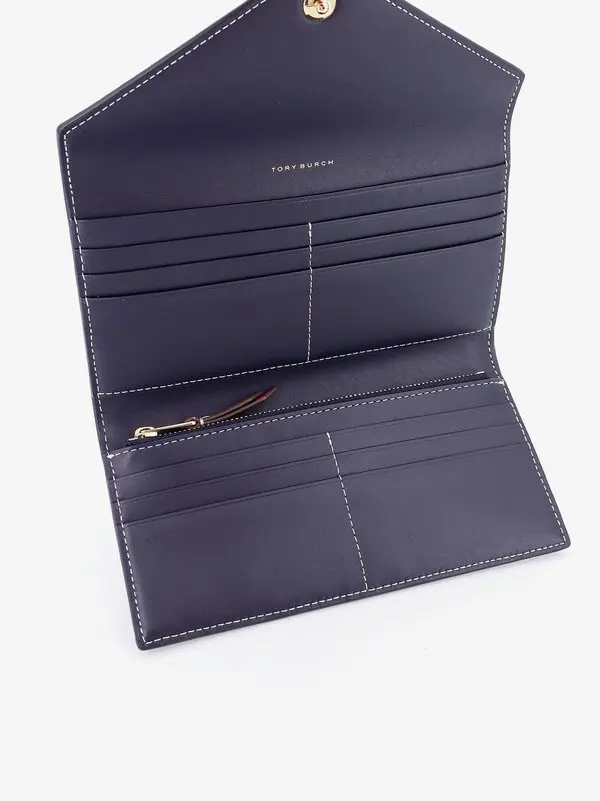 Tory Burch T Monogram Envelope Leather And T Monogram Fabric Wallet