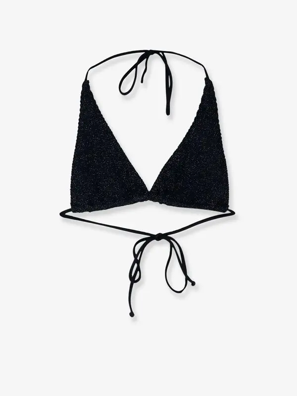 MC2 SAINT BARTH Guiana Crinkle Lurex Bikini Top - Black