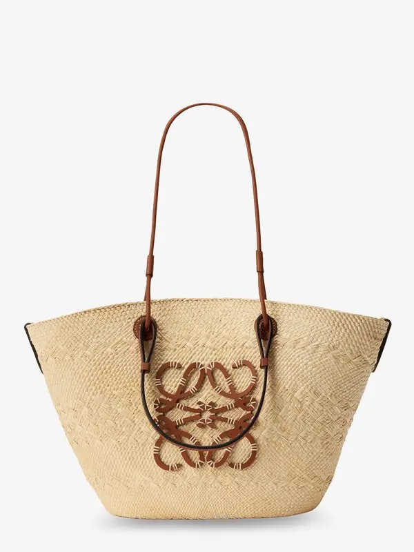 Loewe Paula's Ibiza -anagram Raffia And Leather Shoulder Bag - Beige