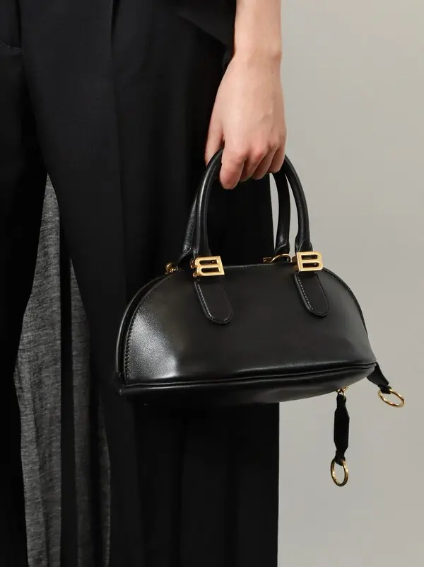 Balenciaga Bowling Bolero Leather Handbag - Black