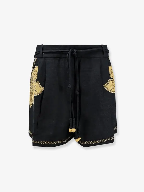 SCARLETT POPPIES Vareli Linen And Cotton Shorts - Black
