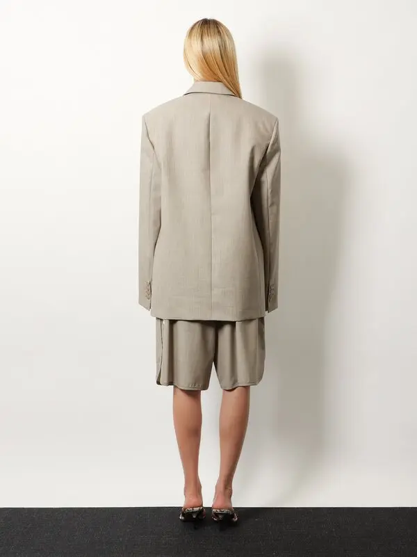 THE FRANKIE SHOP Newark Double-breasted Mélange Virgin Wool Blazer