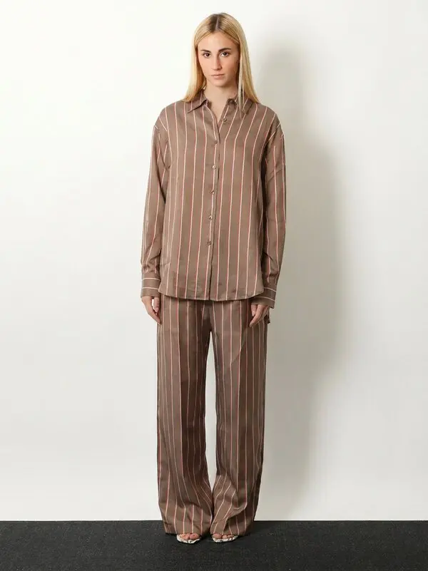 THE FRANKIE SHOP Viscose And Silk Blend Striped Trousers