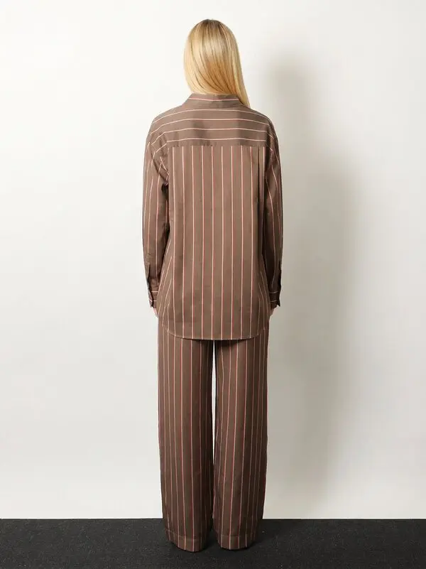 THE FRANKIE SHOP Viscose And Silk Blend Striped Trousers