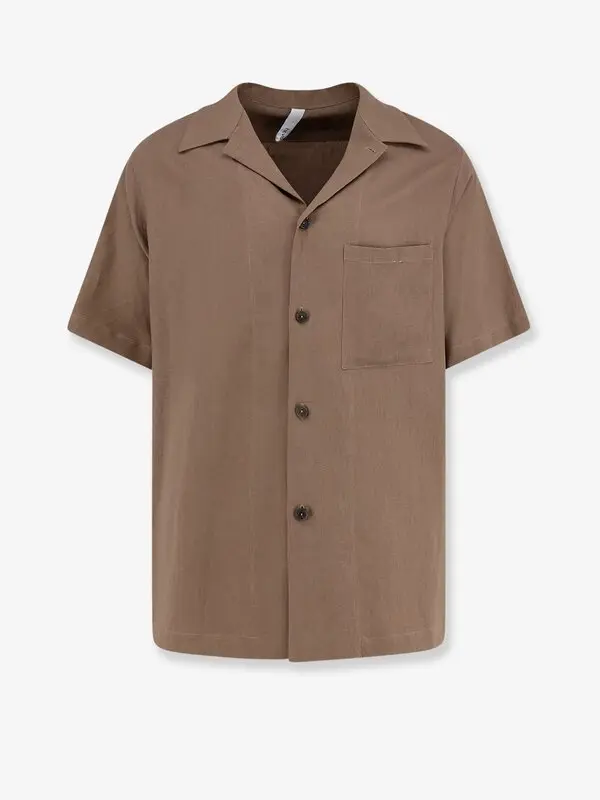 HEVO Novoli Linen And Viscose Shirt - Brown