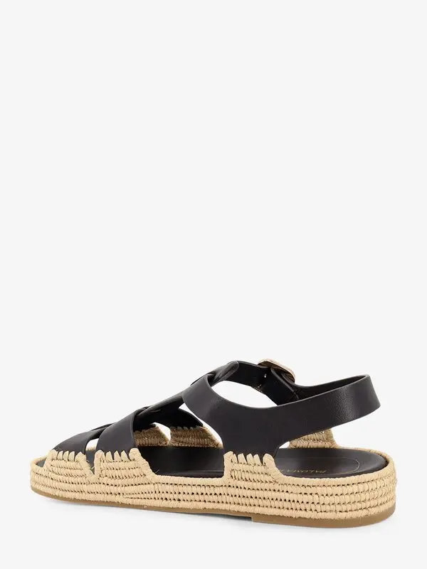 PALOMA BARCELO' Paloma Barcelo Yuka Leather Sandals With Woven Raffia Sole