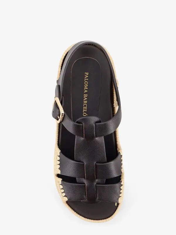 PALOMA BARCELO' Paloma Barcelo Yuka Leather Sandals With Woven Raffia Sole