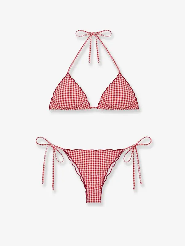 MC2 SAINT BARTH Sagitami Nylon Bikini With Vichy Pattern - Red