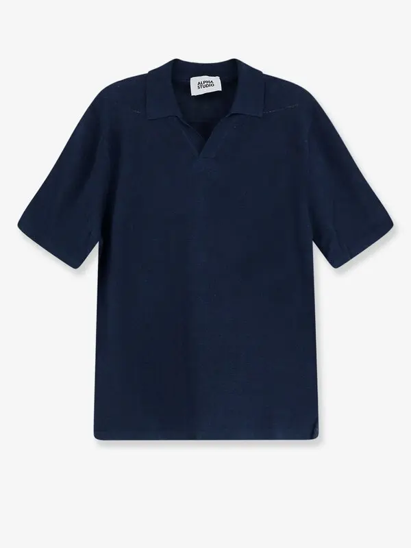 Alpha Studio Linen And Cotton Blend Polo Shirt