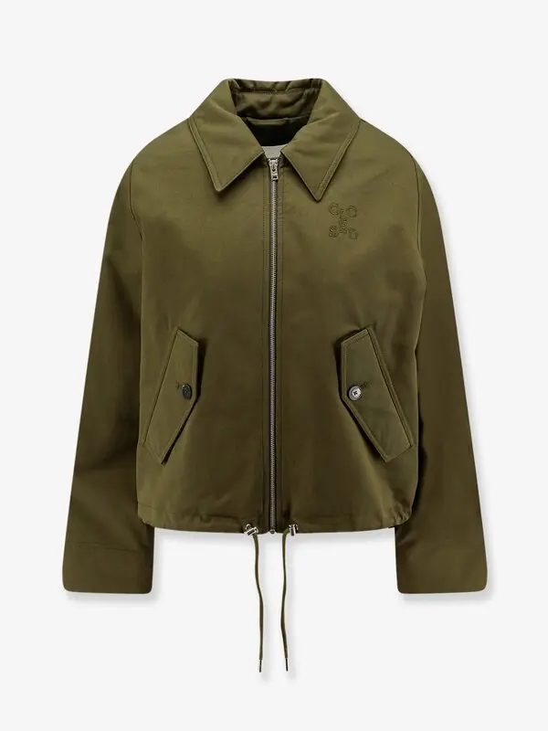 Closed Cotton Jacket With Logo Embroidery