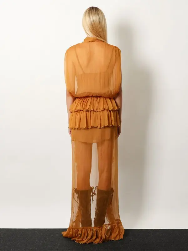ACTUALEE Asymmetric Voile Dress