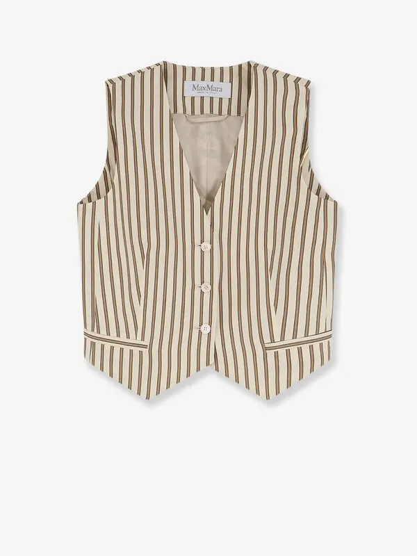 Max Mara Mxmfauno Striped Cotton And Silk Vest