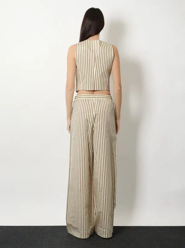 Max Mara Mxmfauno Striped Cotton And Silk Vest