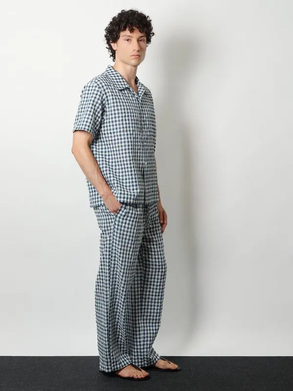 DUNST Cotton Blend Shirt With Check Pattern