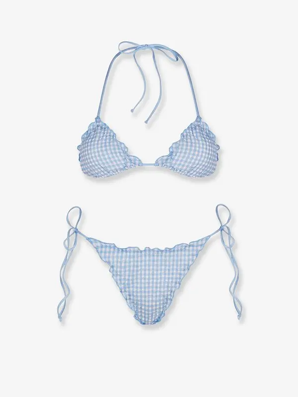 MC2 SAINT BARTH Sagitami Nylon Bikini With Vichy Pattern - Blue