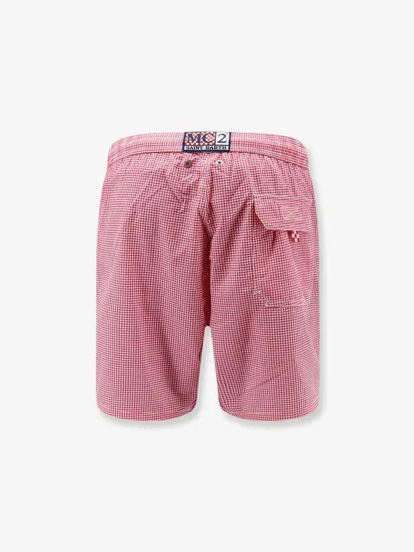 MC2 SAINT BARTH Patmos Nylon Swim Trunks With Vichy Pattern