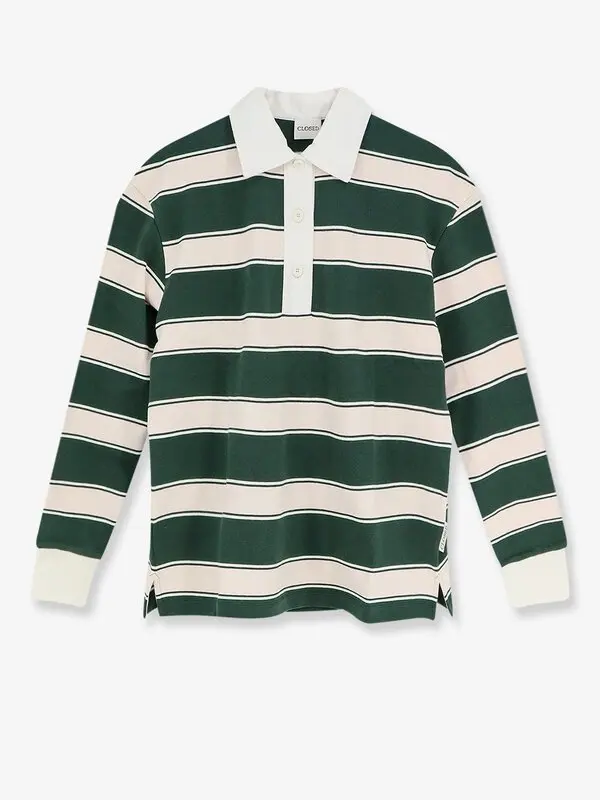 Closed Striped Cotton Rugby Polo Shirt