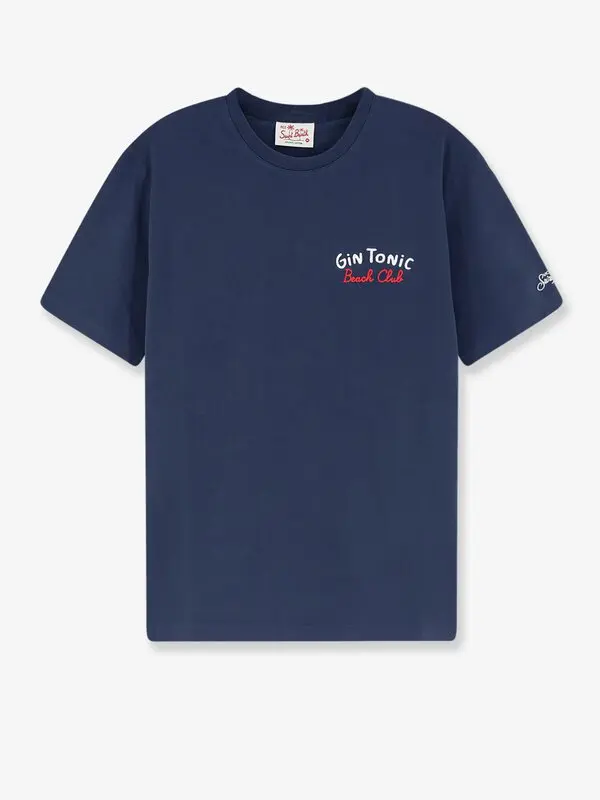 MC2 SAINT BARTH Portland Cotton T-shirt With Front Embroidery - Blue
